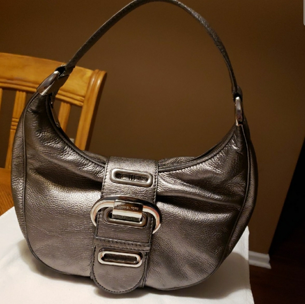 Michael Kors Morgan Hobo Metallic Silver Purse - Gem
